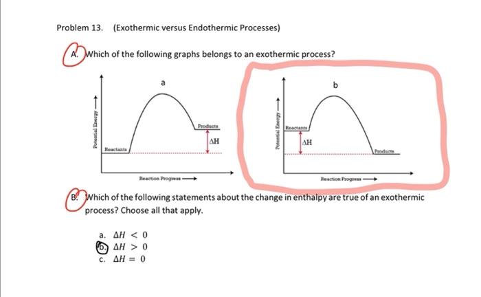 Solved Problem 13. (Exothermic versus Endothermic Processes) | Chegg.com