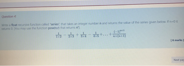 Solved Question 4 Write a float recursive function called | Chegg.com