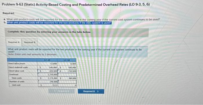 Solved Required Information Problem 9-63 and 9-64 (Static) | Chegg.com