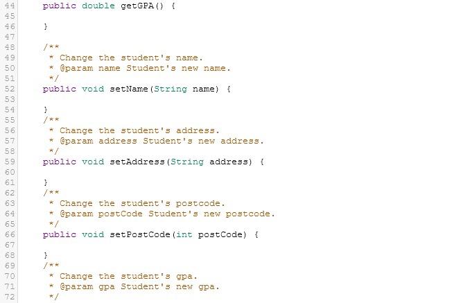 Solved Student.java 1 package student; 2 3 public class | Chegg.com