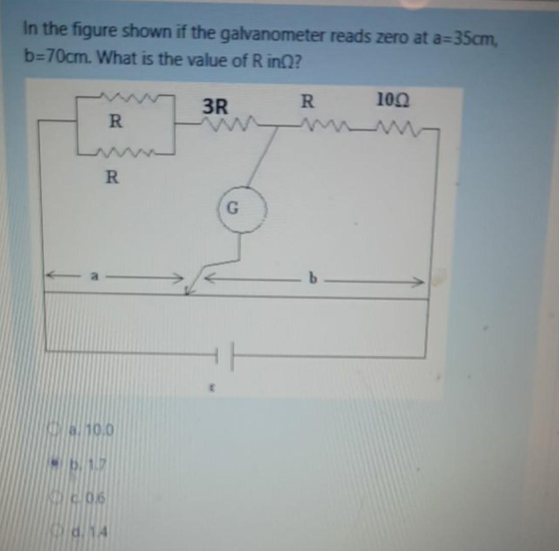 Solved In the figure shown if the galvanometer reads zero at | Chegg.com