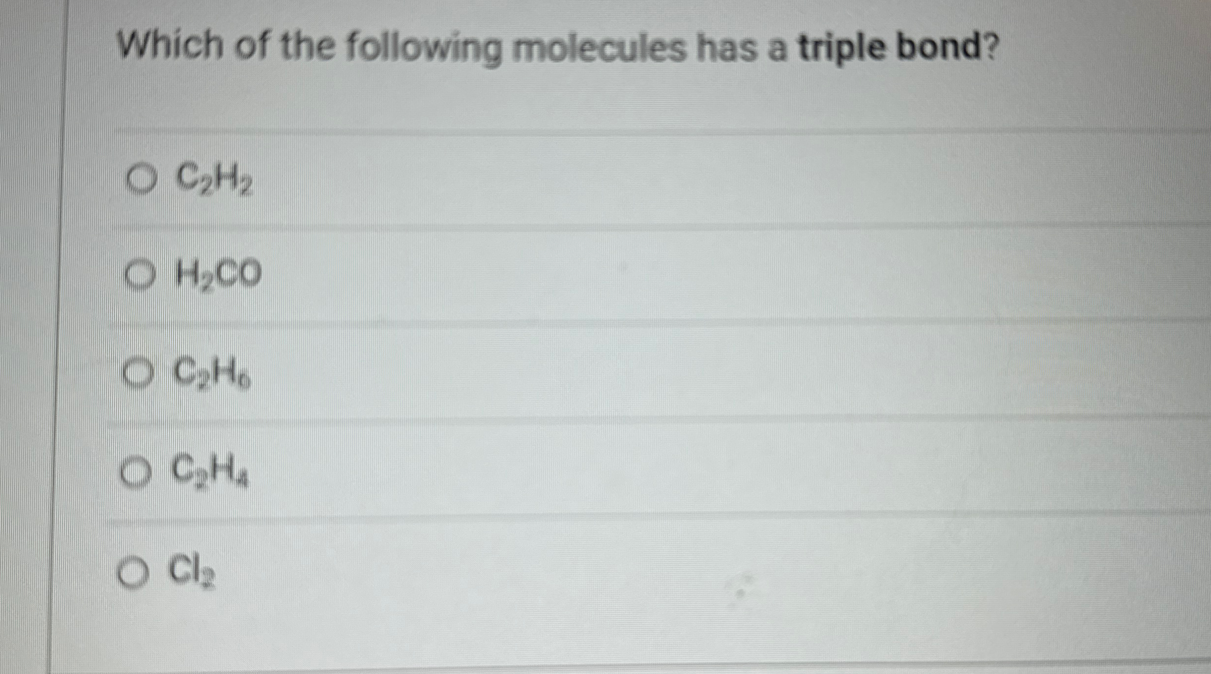 Solved Which of the following molecules has a triple | Chegg.com