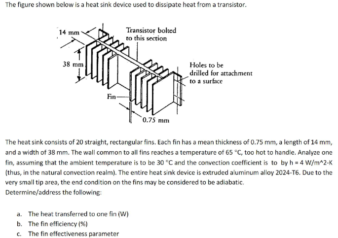 Solved The heat sink consists of 20 ﻿straight, rectangular | Chegg.com