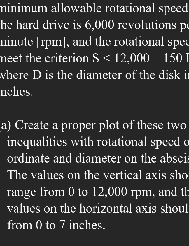Solved ninimum allowable rotational speed he hard drive is | Chegg.com