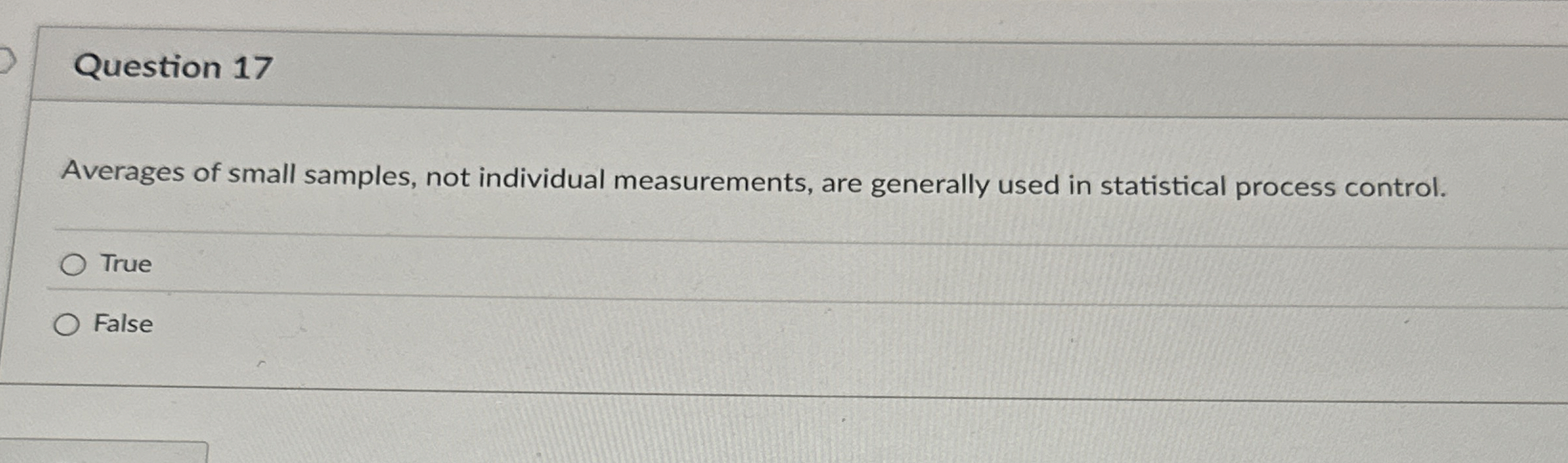 Solved Question 17Averages of small samples, not individual | Chegg.com