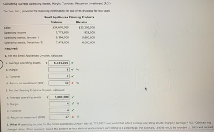 Solved Calculating Average Operating Assets, Margin, | Chegg.com