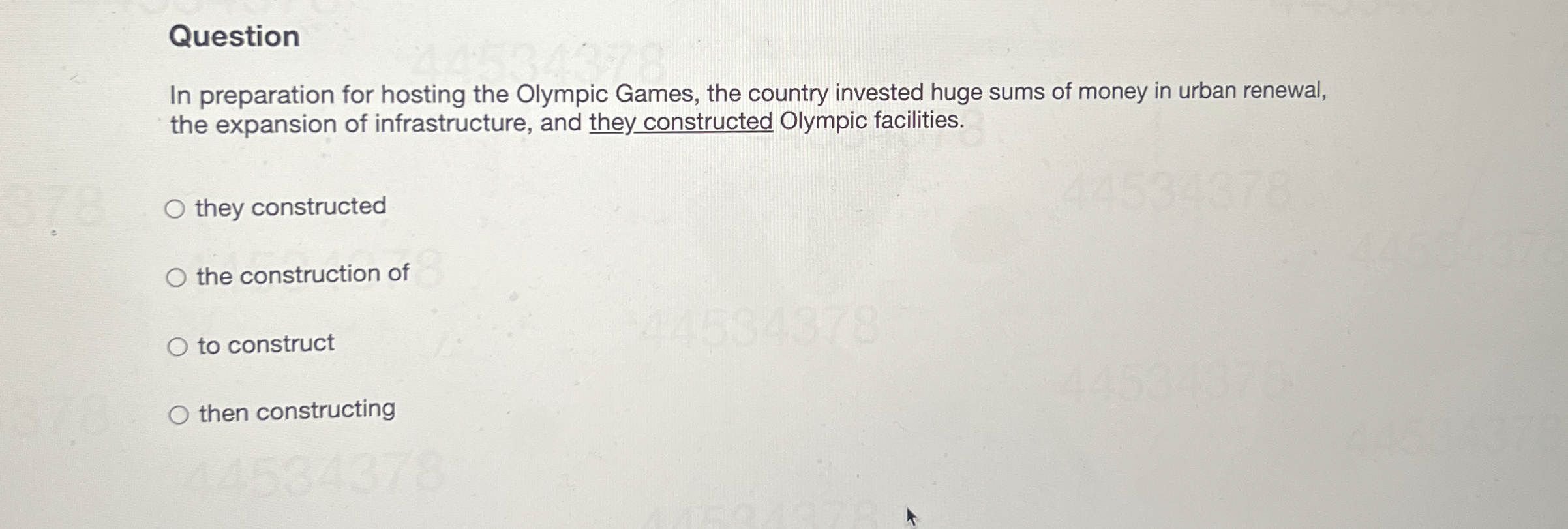 Solved QuestionIn preparation for hosting the Olympic Games, | Chegg.com