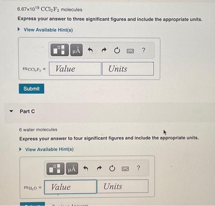 Solved Express your answer in molecules to three significant | Chegg.com
