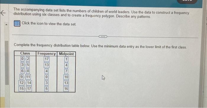 Solved The accompanying data set lists the numbers of | Chegg.com