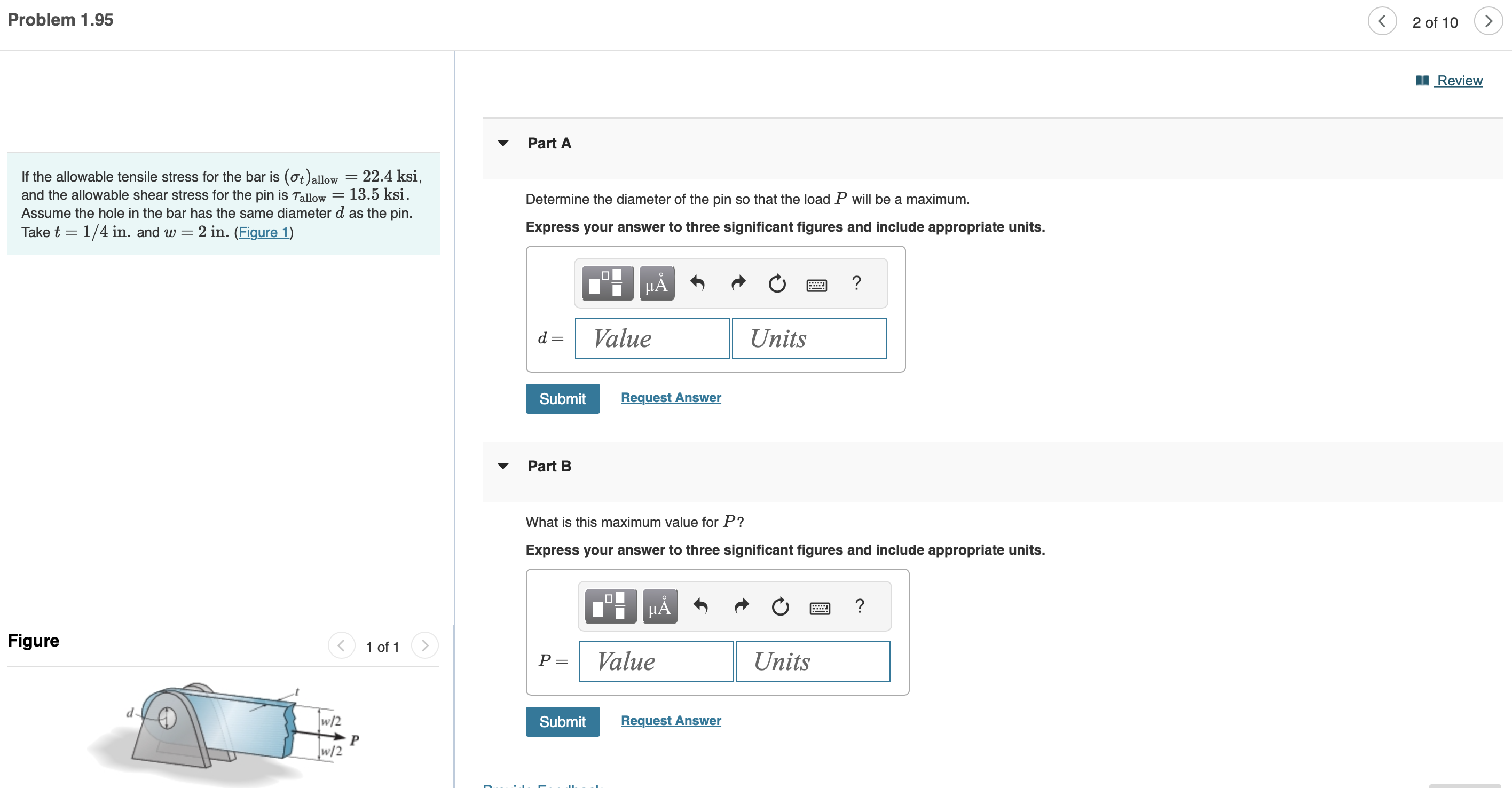 Solved If the allowable tensile stress for the bar is | Chegg.com