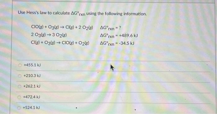 Solved Use Hess's law to calculate ΔG∘r xn using the | Chegg.com