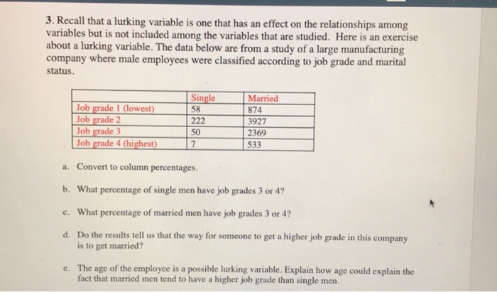 Solved 3. Recall that a lurking variable is one that has an | Chegg.com