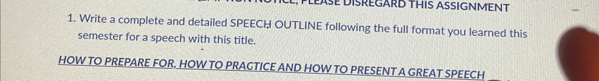 Solved Write a complete and detailed SPEECH OUTLINE | Chegg.com