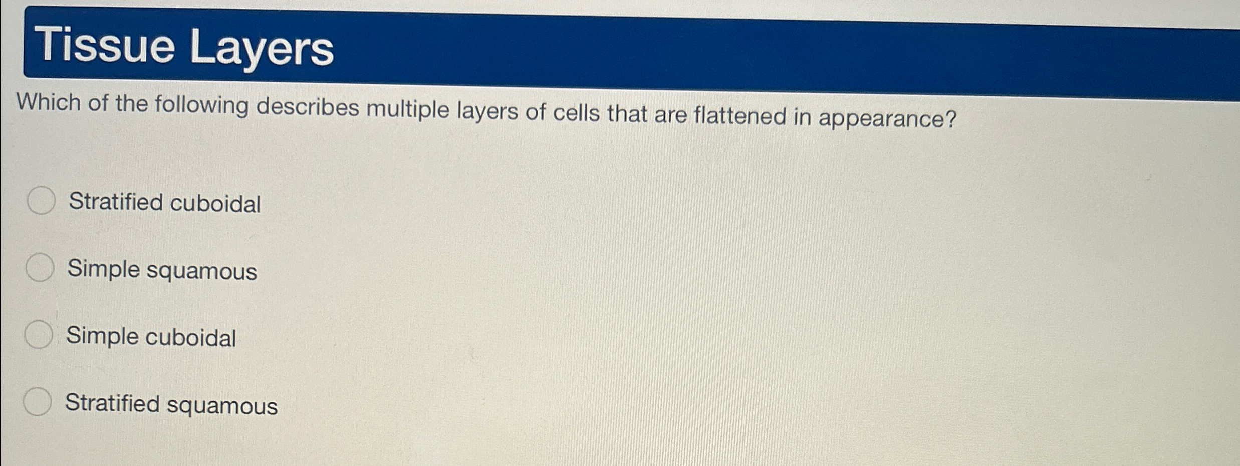 Solved Tissue LayersWhich of the following describes | Chegg.com