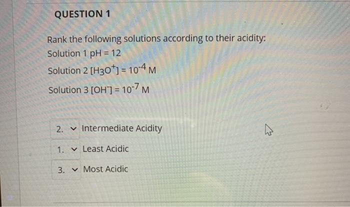 Solved QUESTION 1 Rank the following solutions according to | Chegg.com
