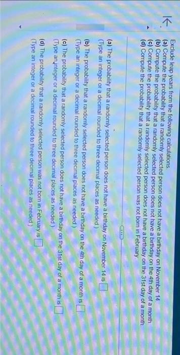 Solved Exclude leap years from the following calculations | Chegg.com