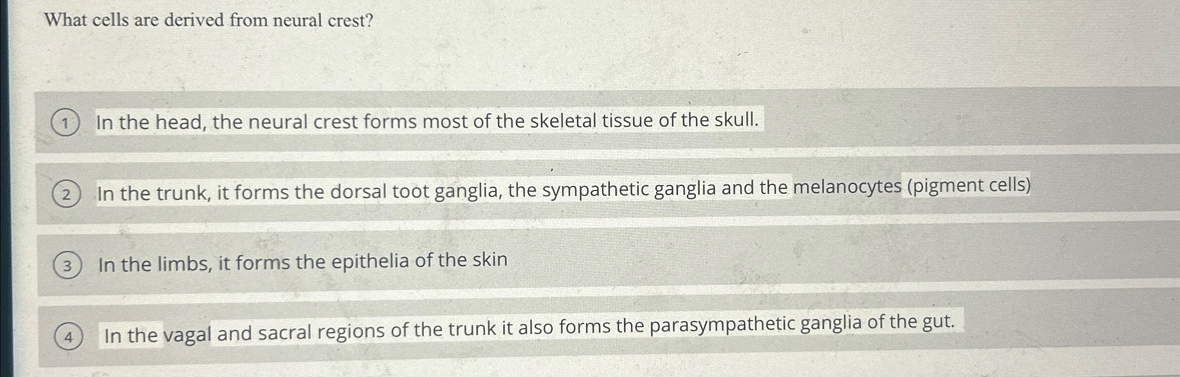 Solved What cells are derived from neural crest? ﻿In the | Chegg.com
