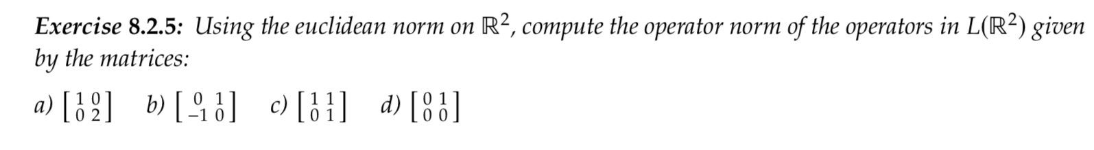 Solved Exercise 8.2.5: Using the euclidean norm on R2, | Chegg.com