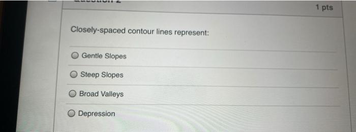 Solved 1 pts Closely-spaced contour lines represent: Gentle | Chegg.com