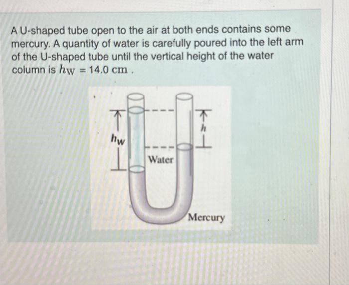 Solved A U-shaped tube open to the air at both ends contains | Chegg.com