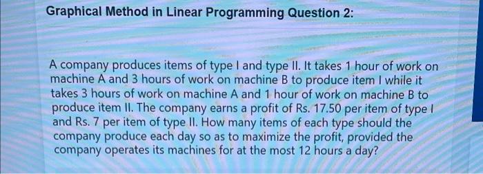 Solved Graphical Method in Linear Programming Question 2: A | Chegg.com