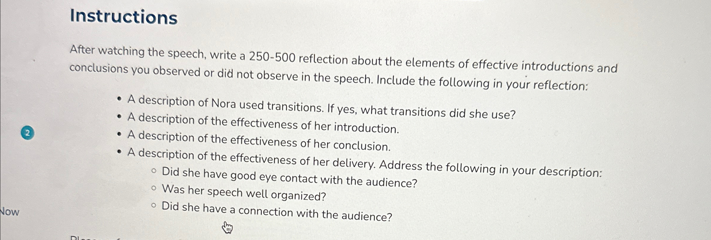 Solved InstructionsAfter watching the speech, write a | Chegg.com