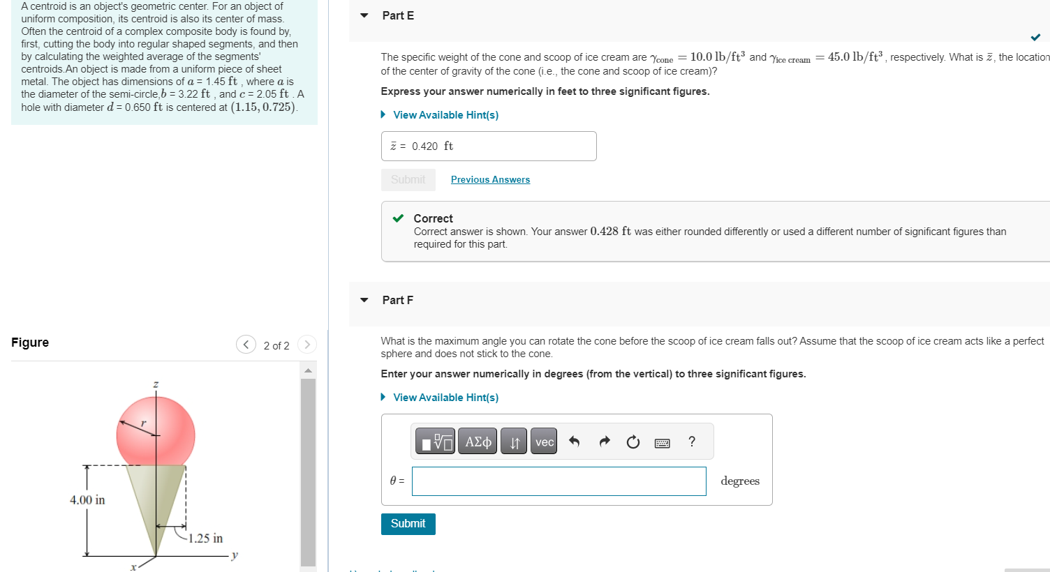 Solved A centroid is an object's geometric center. For an | Chegg.com