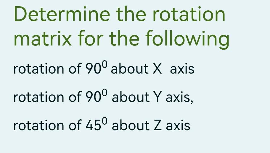 Solved Determine the rotation matrix for the following | Chegg.com