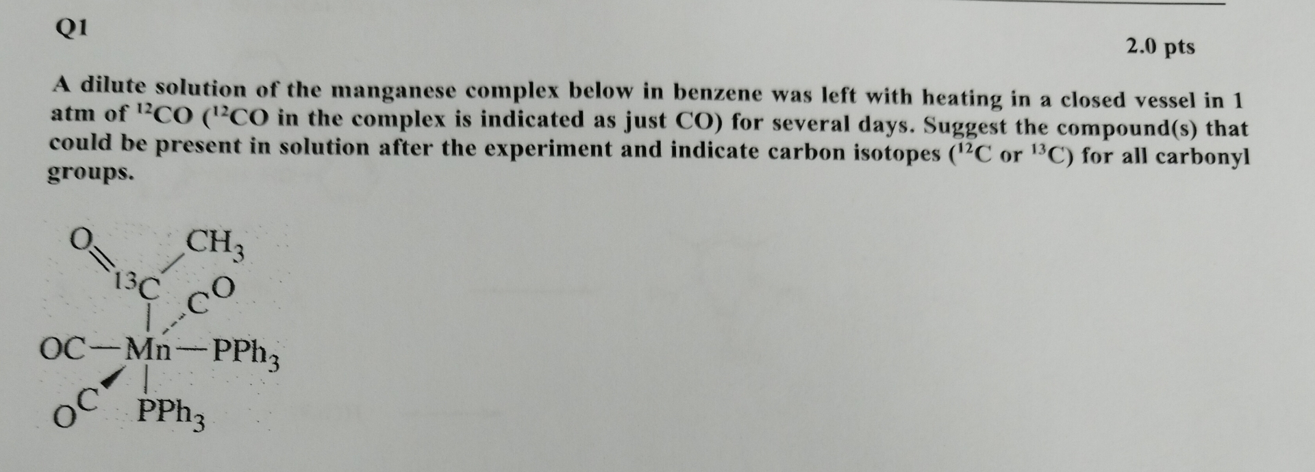 Solved Q12.0 ﻿ptsA dilute solution of the manganese complex | Chegg.com