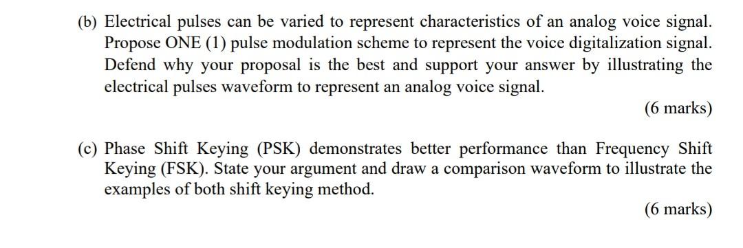 Solved (b) Electrical pulses can be varied to represent | Chegg.com