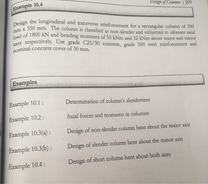 Example 10.4 Design the longitudinal and transverse | Chegg.com