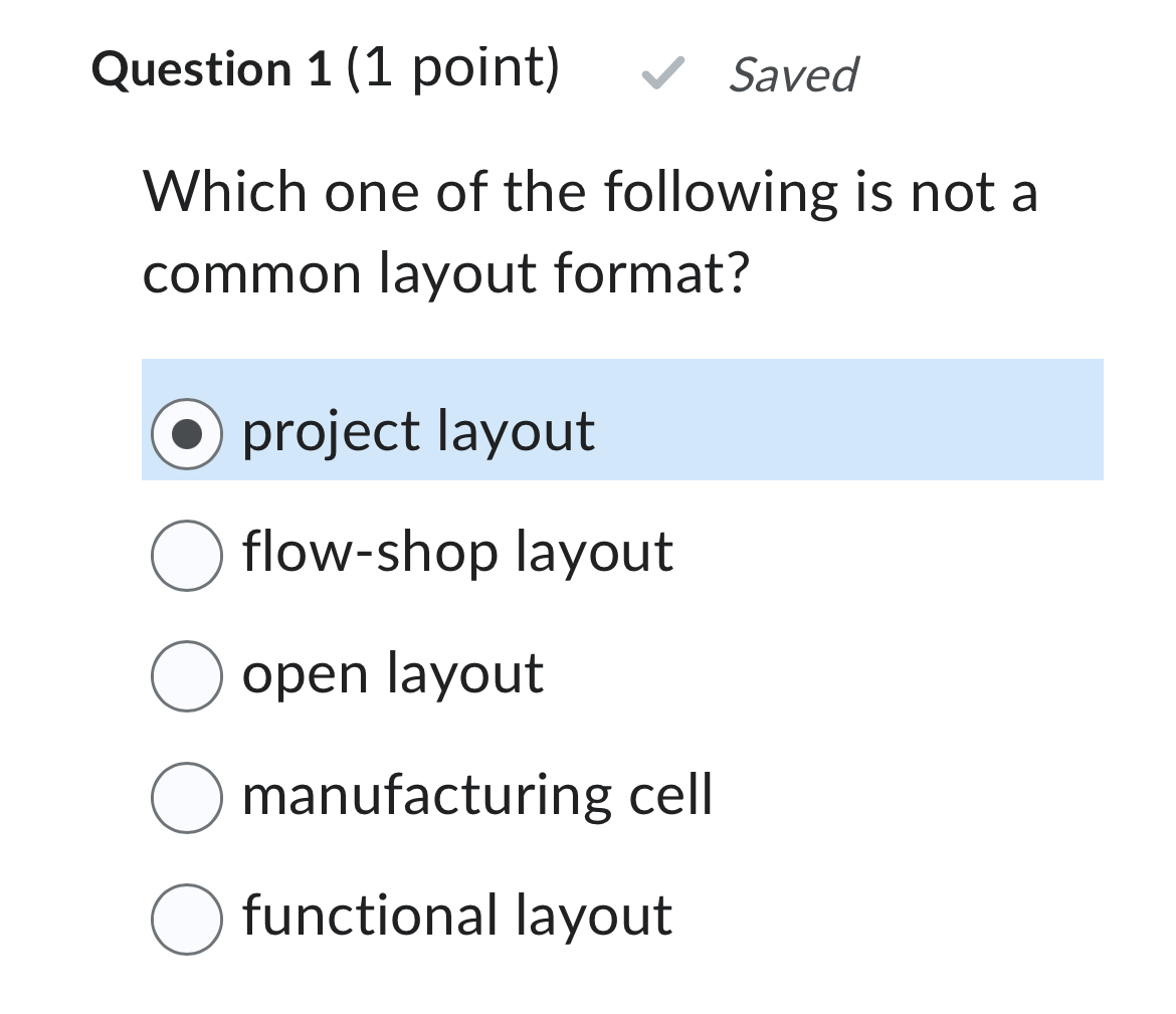 Solved Question 1 (1 ﻿point) ﻿SavedWhich one of the | Chegg.com