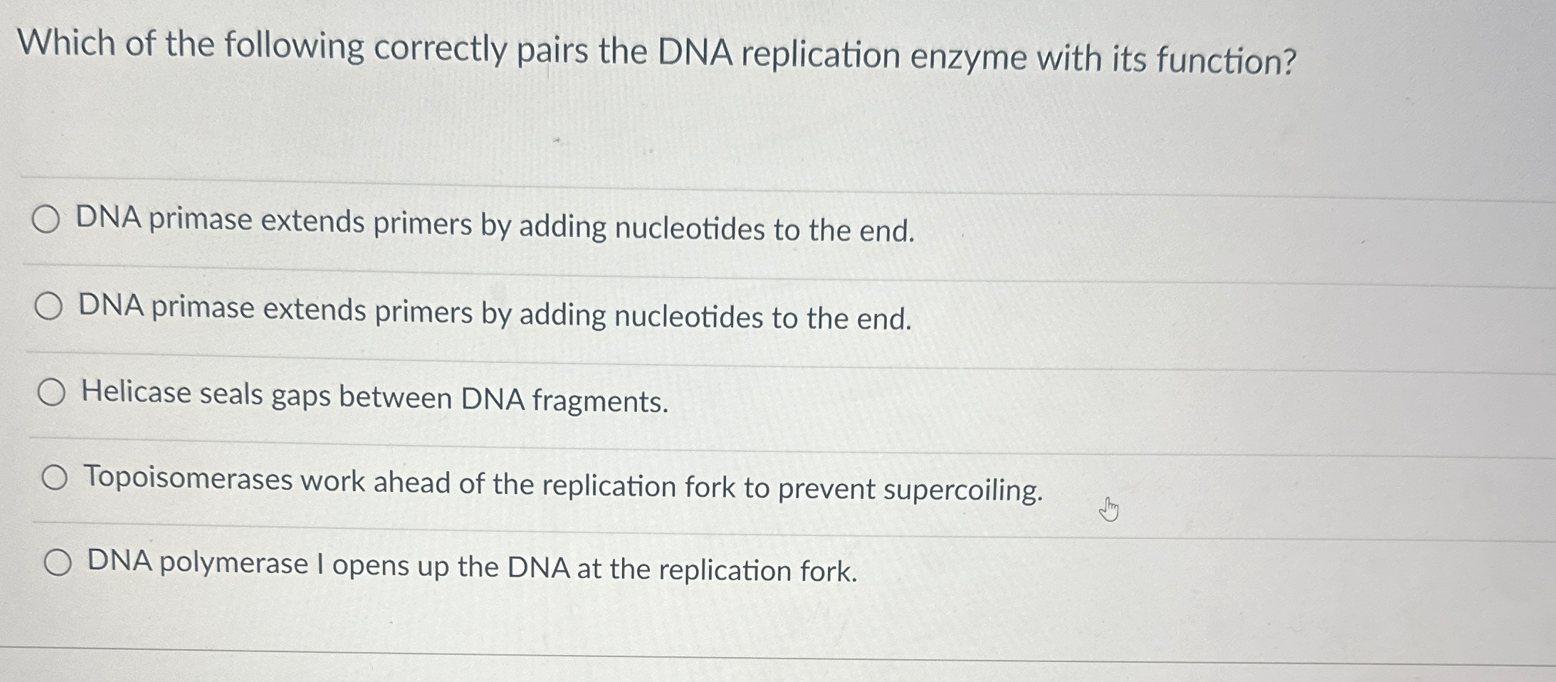 Solved Which of the following correctly pairs the DNA | Chegg.com