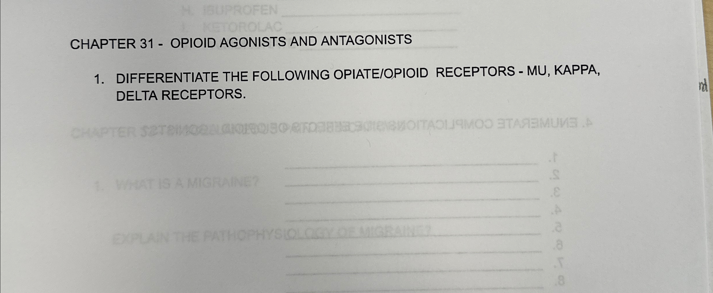 Solved CHAPTER 31 - ﻿OPIOID AGONISTS AND | Chegg.com