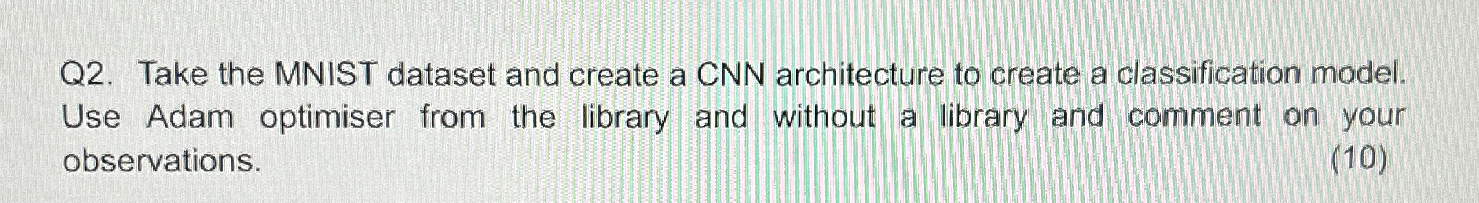 Solved Q2. ﻿Take the MNIST dataset and create a CNN | Chegg.com