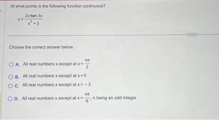 Solved At what points is the following function continuous? | Chegg.com