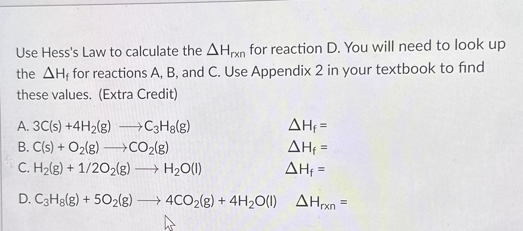 Solved Use Hess's Law to calculate the ΔHrxn ﻿for reaction | Chegg.com