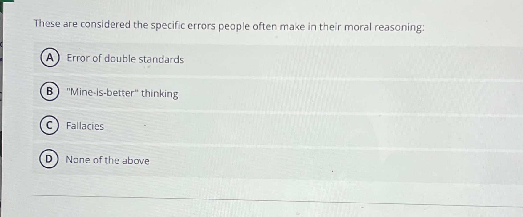 Solved These are considered the specific errors people often | Chegg.com