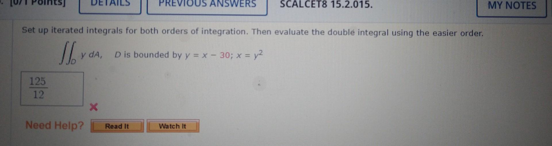 Set Up Iterated Integrals For Both Orders Of 6582