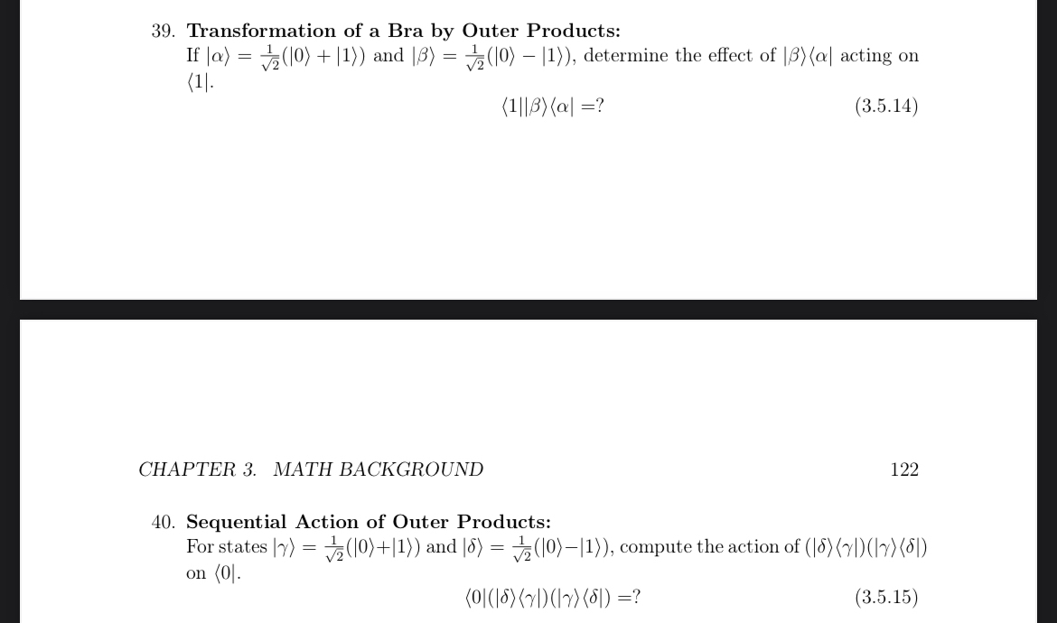 Solved Transformation of a Bra by Outer Products:If |α:| | Chegg.com