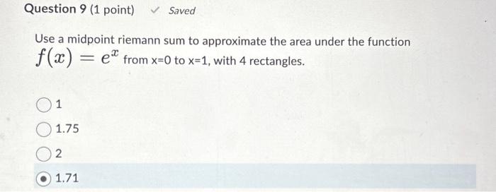 Solved Use a midpoint riemann sum to approximate the area | Chegg.com