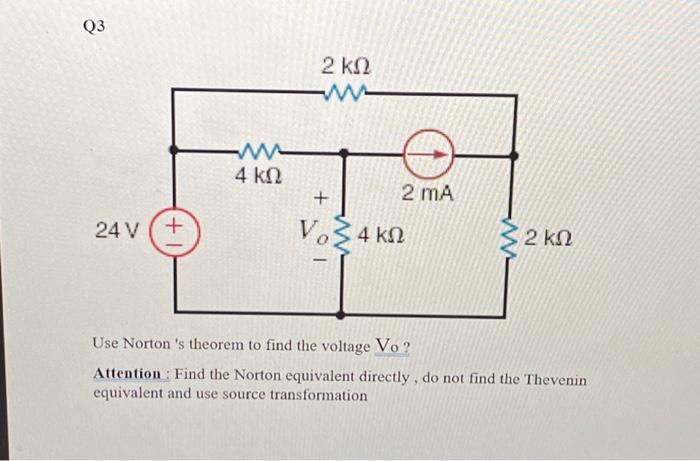 Solved Use Norton's theorem to find the voltage V0 ? | Chegg.com