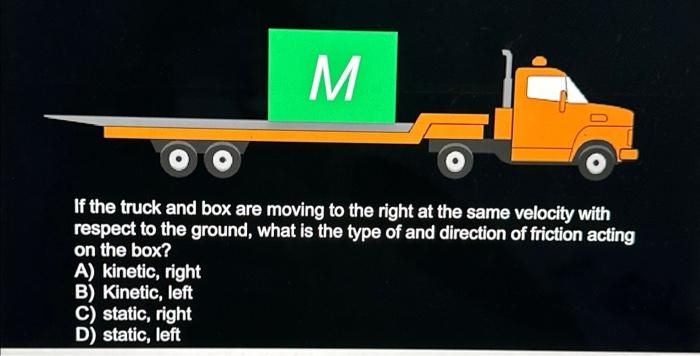 Solved If the truck and box are moving to the right at the | Chegg.com