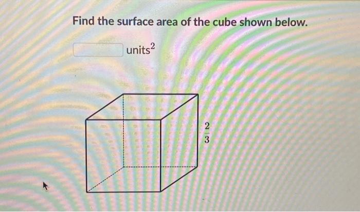 Solved Find the surface area of the cube shown below. units | Chegg.com