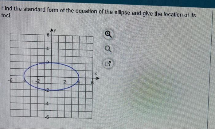 Solved Find the standard form of the equation of the ellipse | Chegg.com