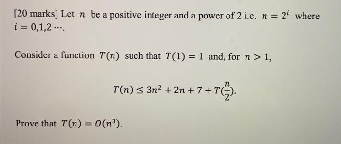 Solved [20 marks] Let n be a positive integer and a power of | Chegg.com