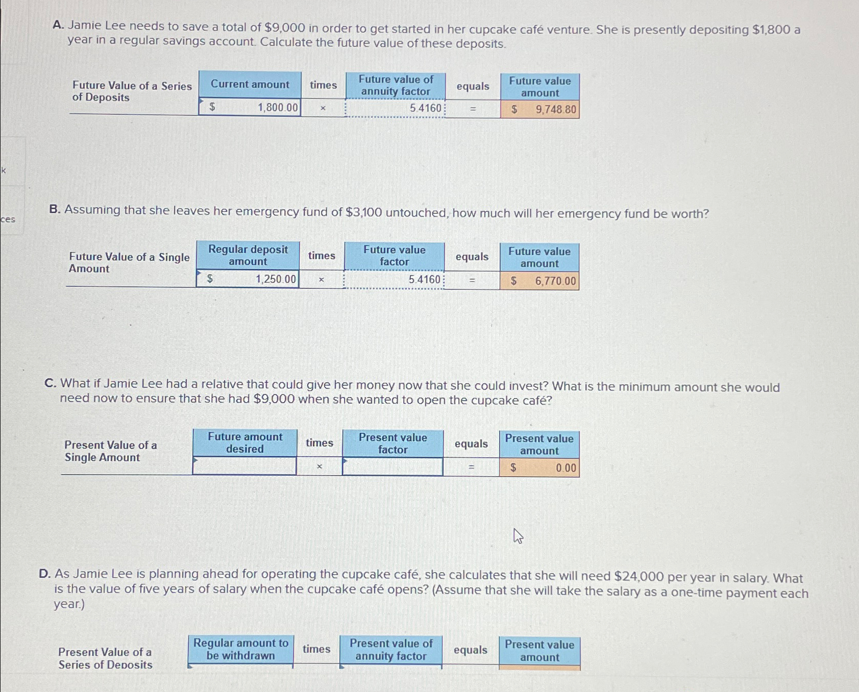 Solved A. ﻿Jamie Lee needs to save a total of $9,000 ﻿in | Chegg.com