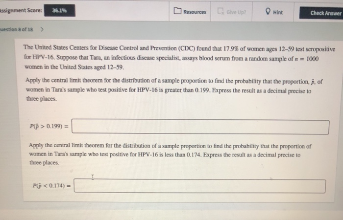 Solved Assignment Score: 36.1% Resources [ Give Up? Hint | Chegg.com