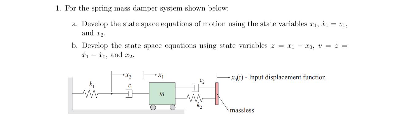 Solved For the spring mass damper system shown below:a. | Chegg.com