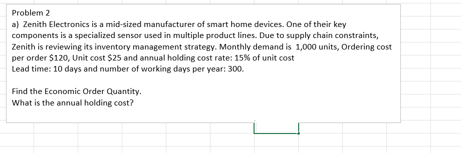 Solved Problem 2 ﻿a) ﻿Zenith Electronics is a mid-sized | Chegg.com